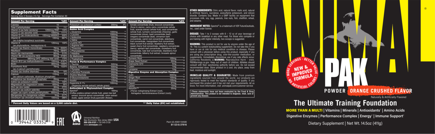 Animal Pak POWDER: Multivitamin Powder with Upgraded Flavor and No Pills!