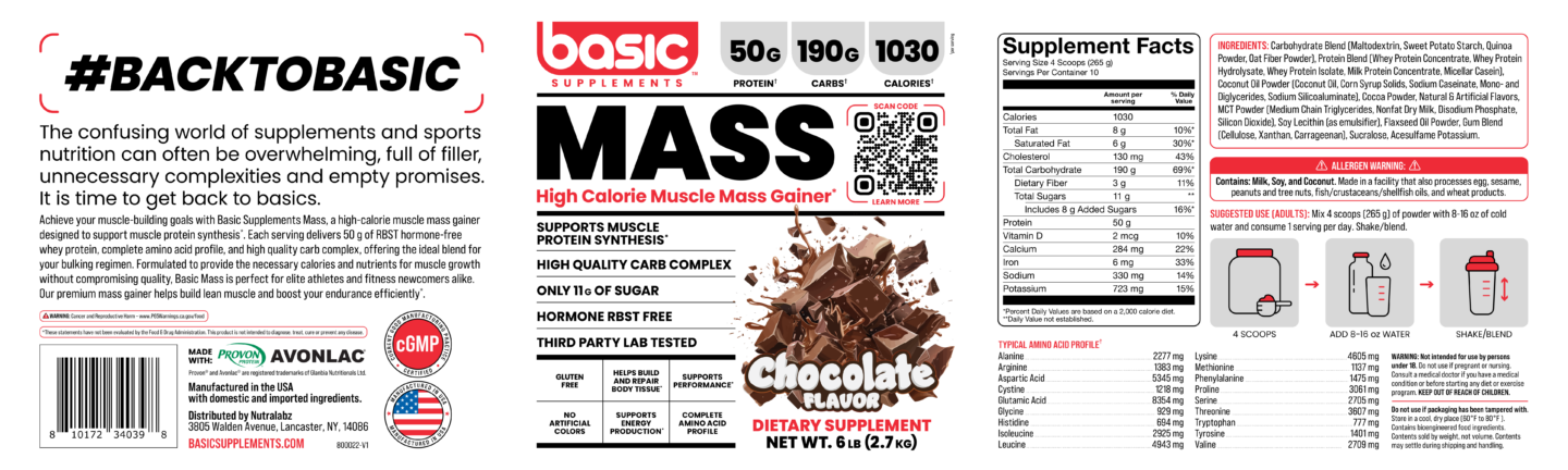 Basic MASS: High-Calorie Muscle Gainer with Premium Ingredients