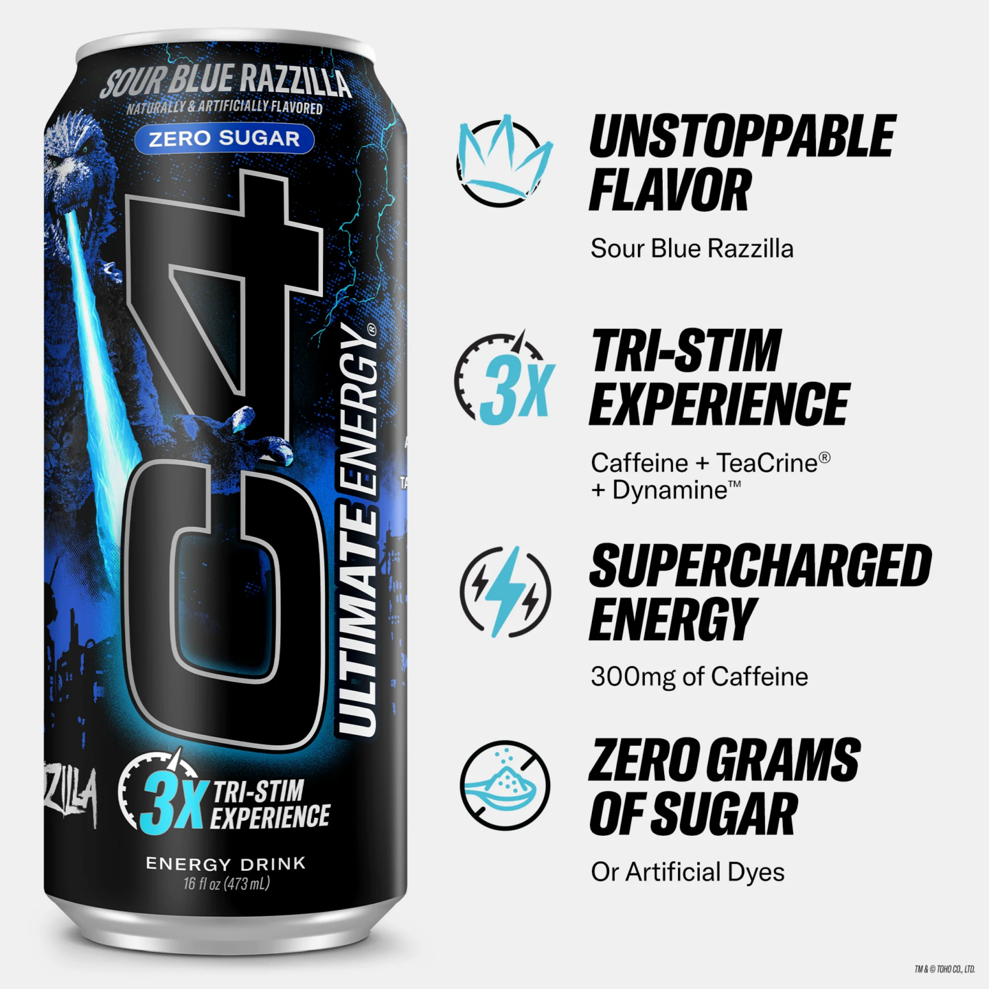C4 Ultimate Energy x Godzilla: Sour Blue Razzilla Brings Monster-Sized ...