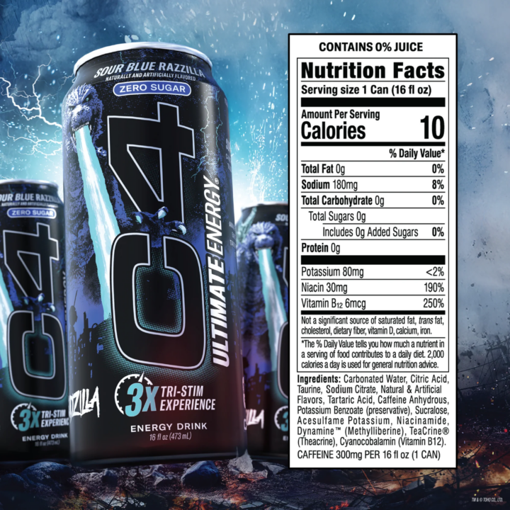 C4 Ultimate Energy x Godzilla: Sour Blue Razzilla Brings Monster-Sized ...