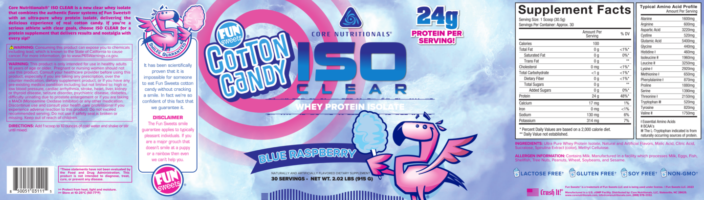 Core Nutritionals ISO Clear Protein Launches in Fun Sweets Cotton Candy!