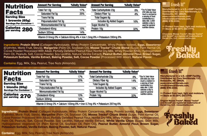 Core Nutritionals MOOSE TRACKS Protein Brownies Now Available!