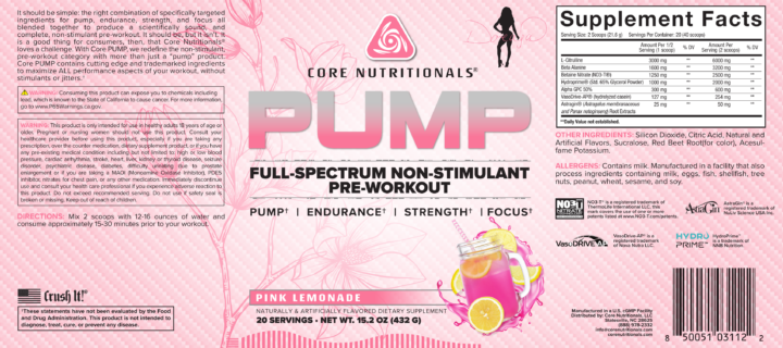 Core Nutritionals PUMP Pink Lemonade: 2023 Olympia Drop