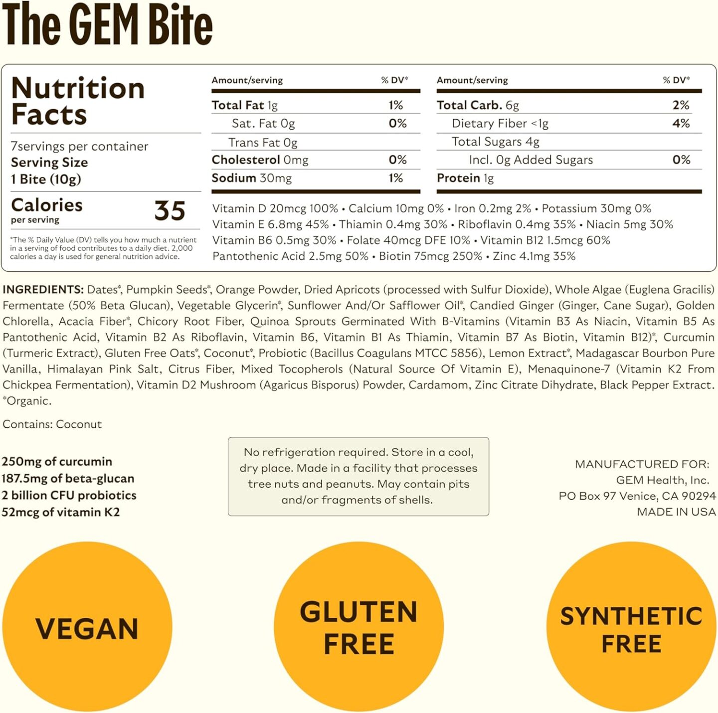 GEM Bite Daily Multi: Real Food Nutrition Featuring Earthlight Mushroom ...