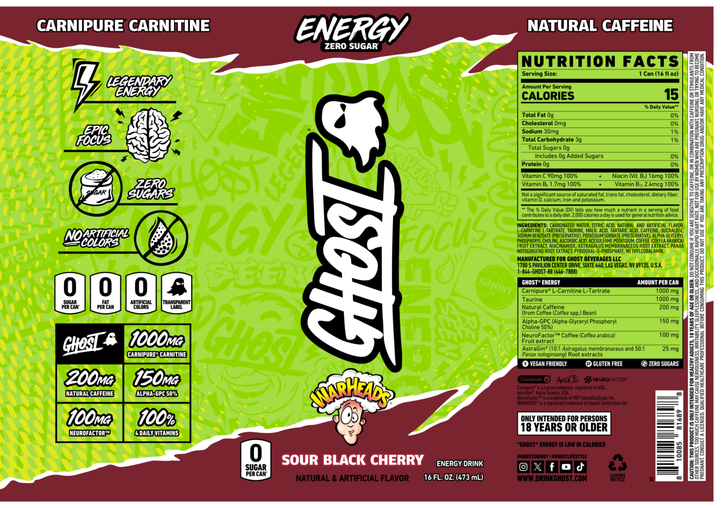 Warheads Sour Black Cherry Comes to Ghost Energy