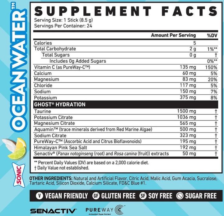 GHOST Hydration x Sonic Ocean Water Flavored Stick Packs