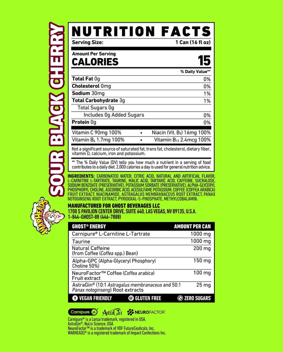 Warheads Sour Black Cherry Comes to Ghost Energy - Your Health 247