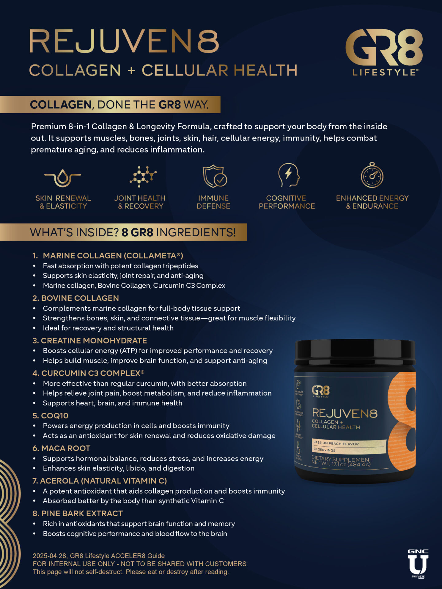GR8 Lifestyle REJUVEN8: Premium Collagen + Cellular Health Complex