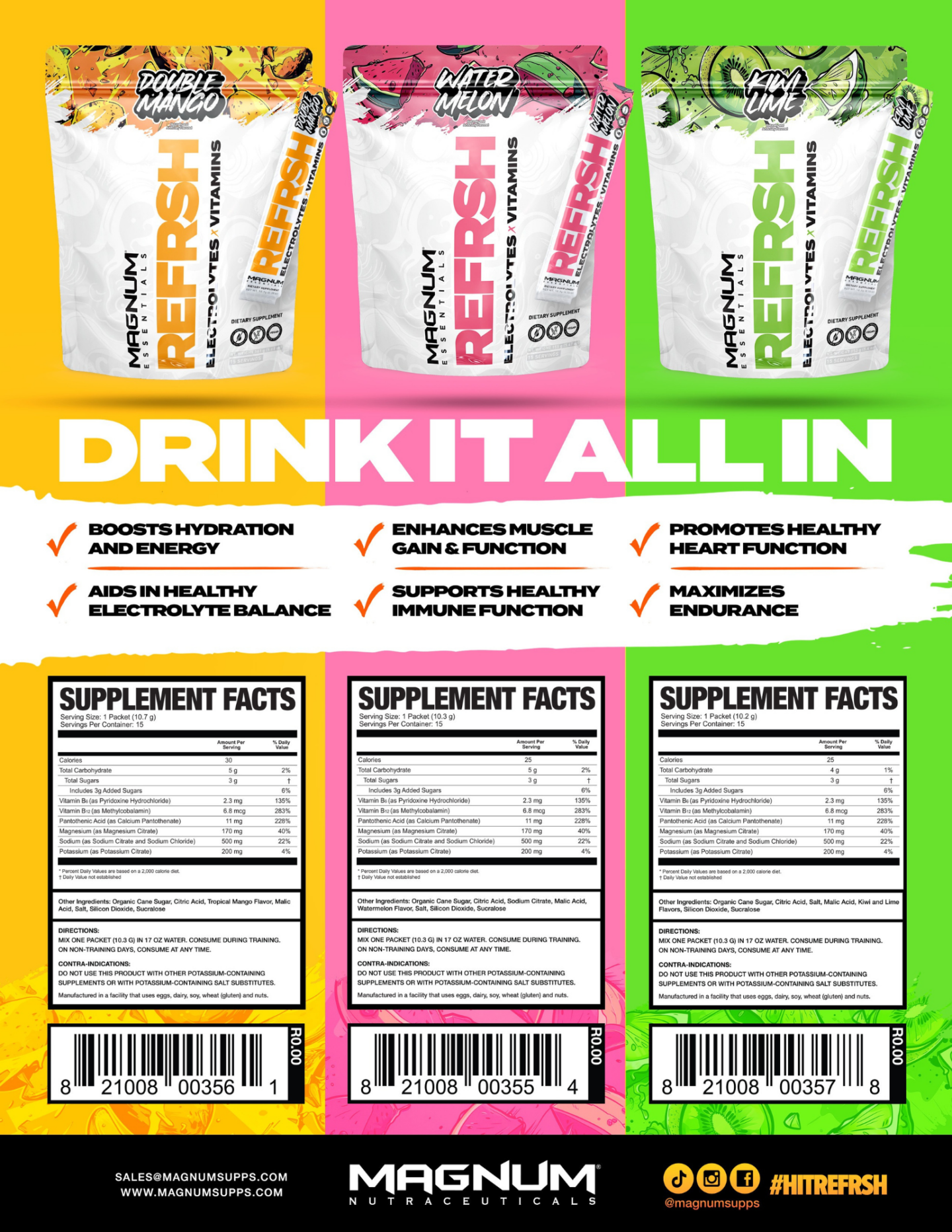 Magnum Nutraceuticals REFRSH: Electrolytes for Hydration and Big Flavor