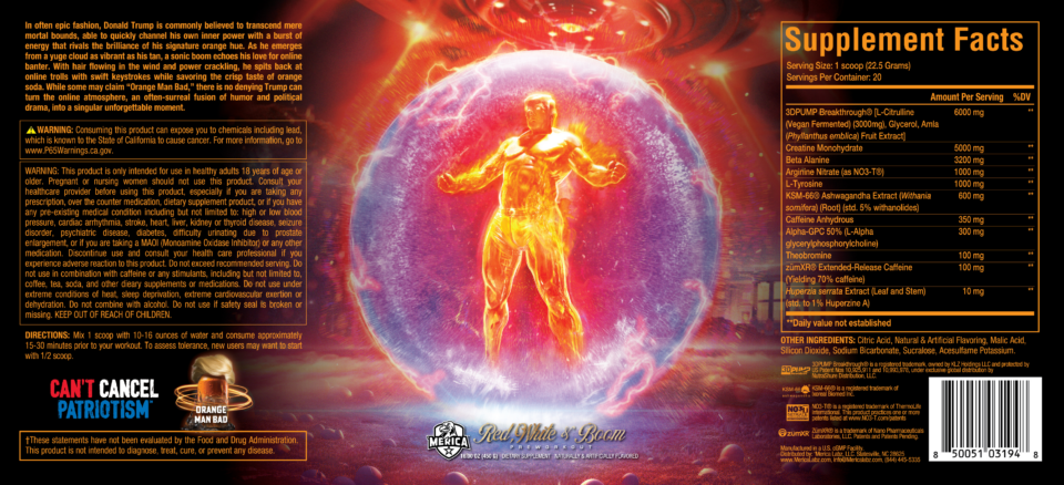 ORANGE MAN BAD! Merica Labz Releases Donald Trump Themed Boom Pre-Workout