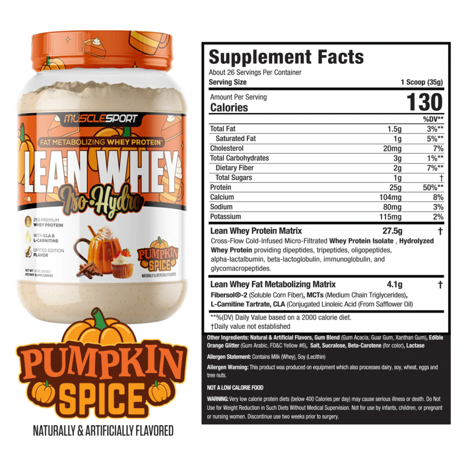 MuscleSport Lean Whey Pumpkin Spice Welcomes Fall 2024