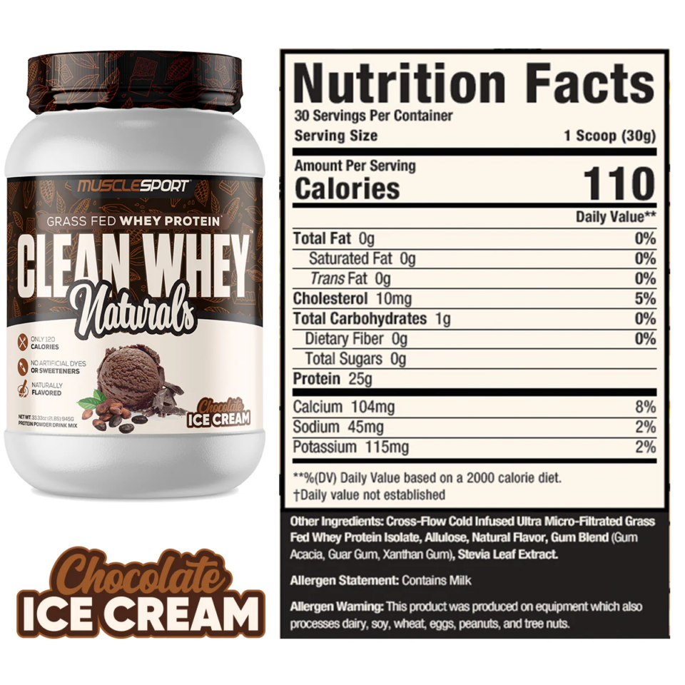 Musclesport Clean Whey Naturals: Pure Grass-Fed Protein with Nothing ...