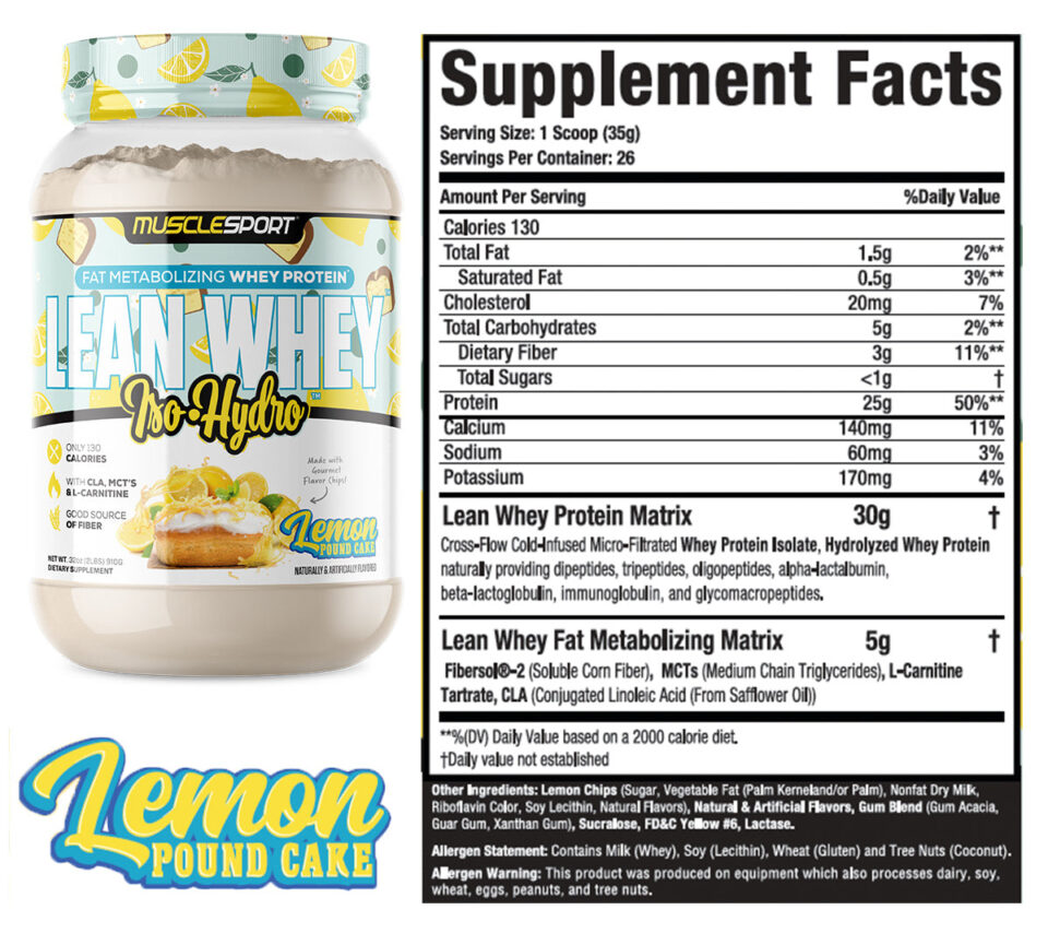 MuscleSport Lean Whey: Huckleberry Cheesecake & Lemon Pound Cake