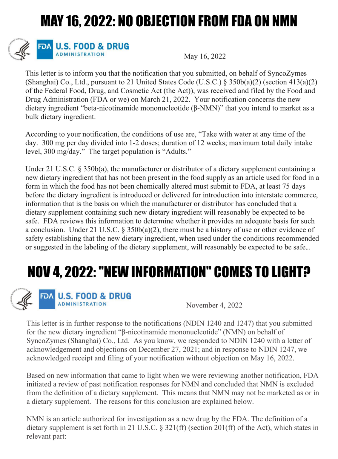 NMN, FDA, and the Supplement Industry’s Fight for Its Life (Updated 3/7/23)