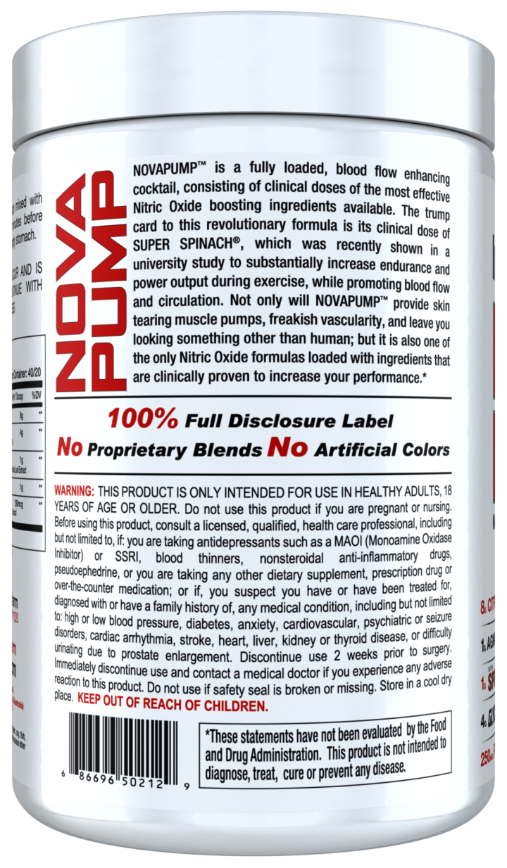 InnovaPharm NovaPump: Supernova Stim-Free Pre-Workout Pumps
