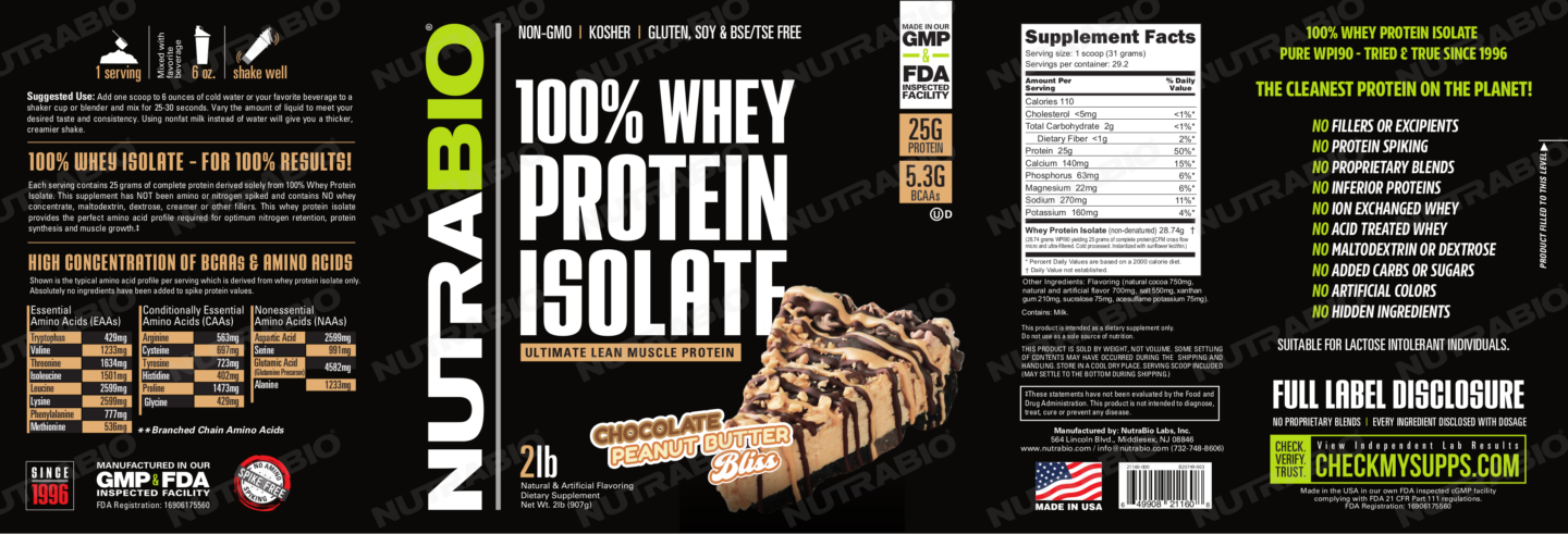 NutraBio's Chocolate Peanut Butter BLISS Protein Flavors.. with No Nut ...