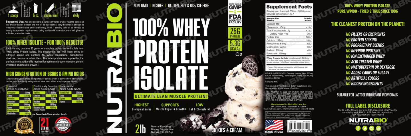 NutraBio 100% Whey Protein Isolate Gets Ice Cream Cookie Dream!