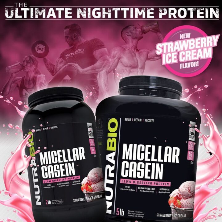 NutraBio Micellar Casein Strawberry Ice Cream Brings Dessert Before Bed