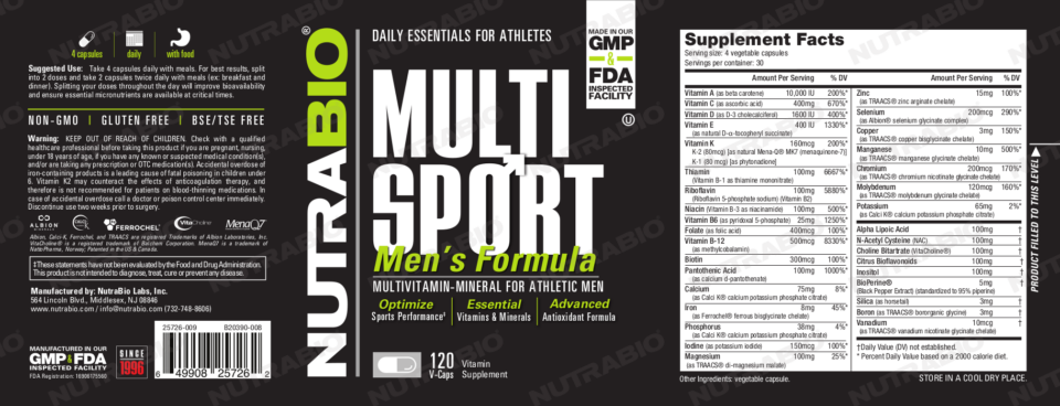 NutraBio MultiSport Men's Formula Revitalized with Better B Vitamins!