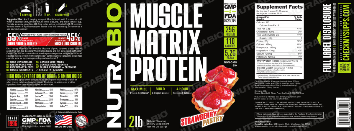 NutraBio Muscle Matrix Gets the Superb Strawberry Pastry Flavor!