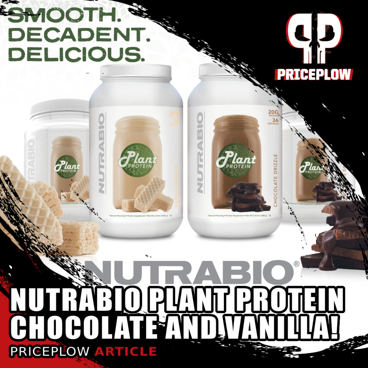 NutraBio Plant Protein Now in Vanilla Wafer and Chocolate Drizzle