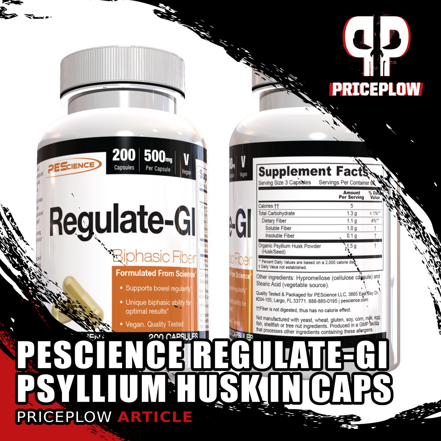 PEScience Regulate-GI: Psyllium Husk Fiber in Capsules