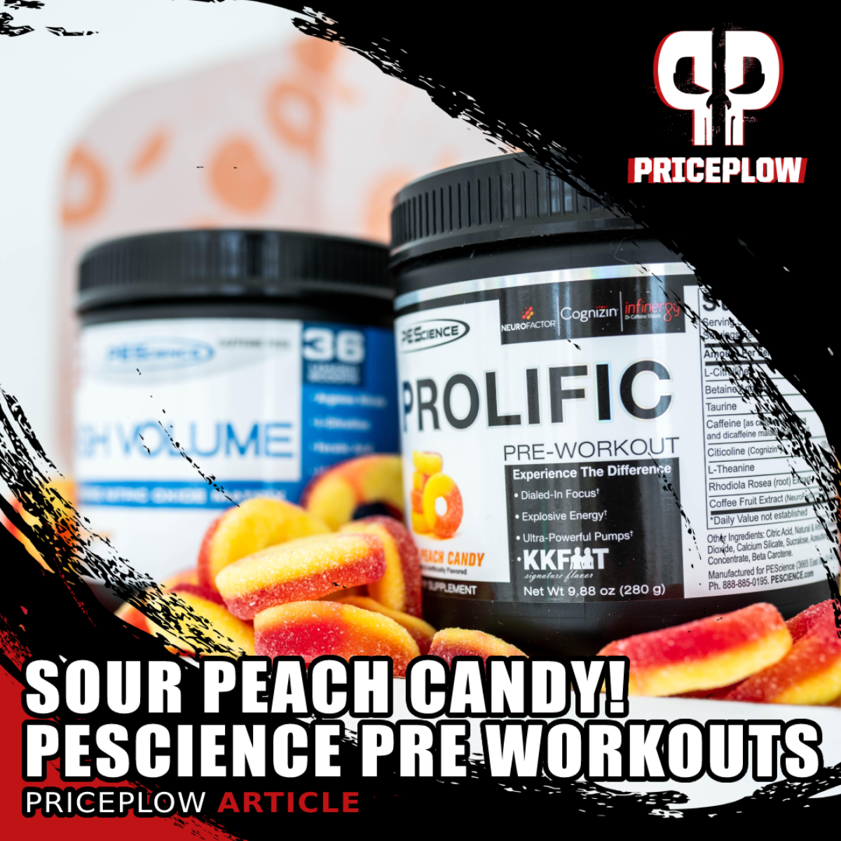 PEScience Sour Peach Candy Pre Workouts: KKFit Collab