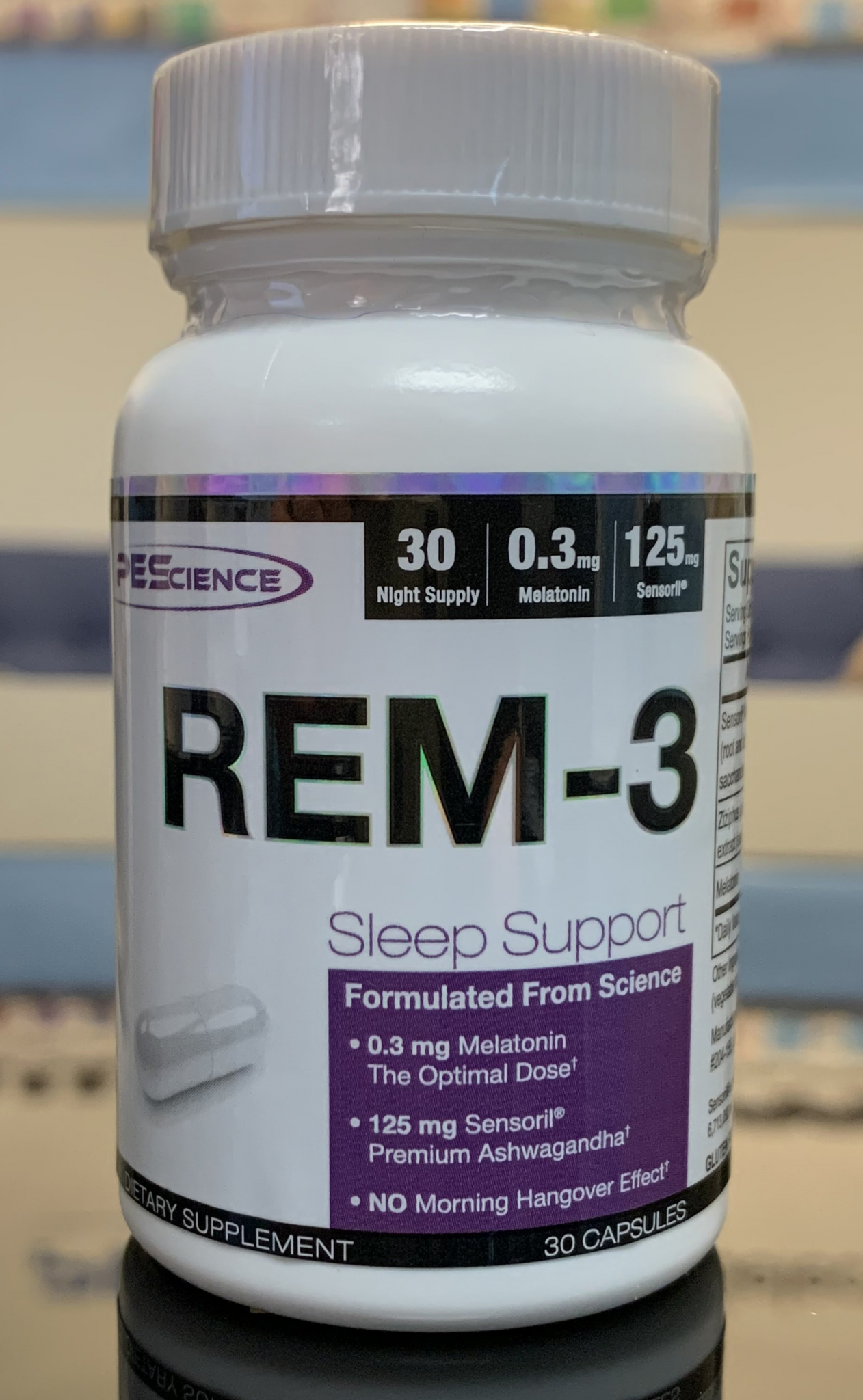 PEScience REM-3: Sleep Made Simple in 3 Ingredients (0.3mg Melatonin!)