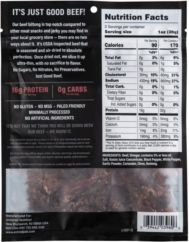 Animal BEEF BILTONG: The Superior Meat Snack