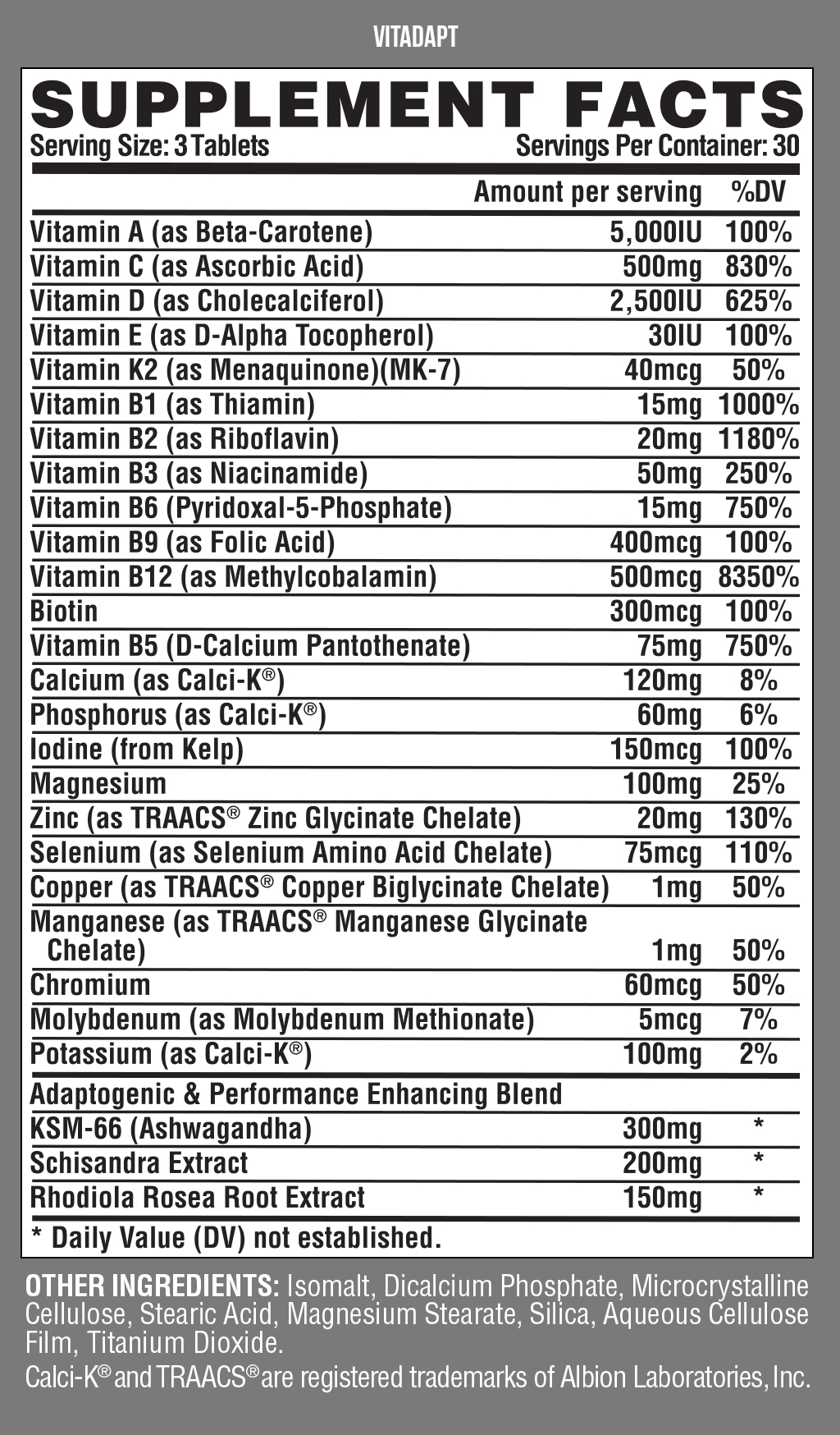 Nutrex Vitadapt Multivitamin For Comprehensive Year Long Health 